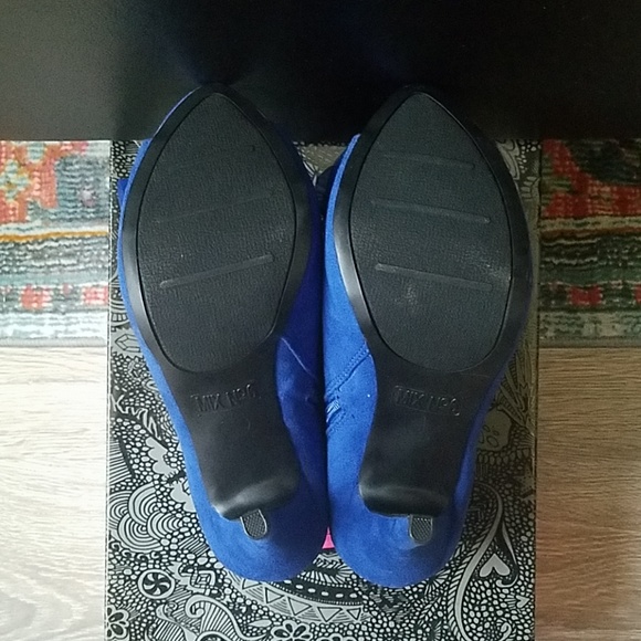 Mix No. 6 | Shoes | Nwt Mixno6 Cobalt Blue Ruffled Peeptoe Bootie 65 ...